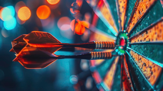 Premium Photo | Dart hitting the bullseye on a dartboard with vibrant ... Premium Photo | Dart hitting the bullseye on a dartboard with vibrant ...
