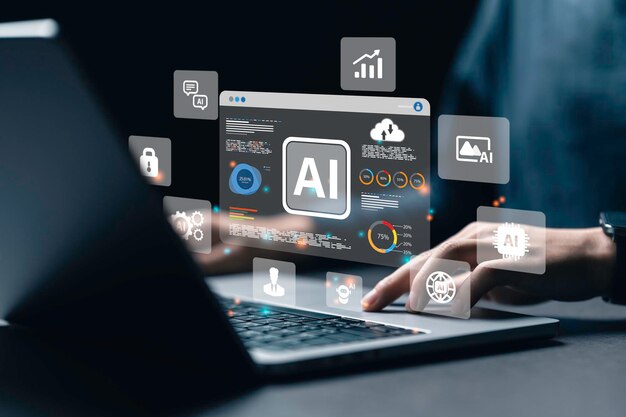 Premium Photo | A data analyst using technology AI for working tool for ...