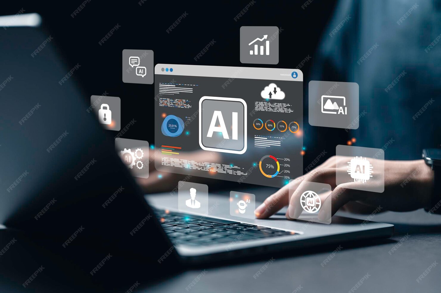 Premium Photo | A data analyst using technology AI for working tool for data analysis Chatbot ...