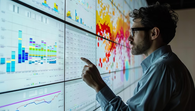 Premium Photo | A data analyst visualizing key metrics on an ... Premium Photo | A data analyst visualizing key metrics on an ...