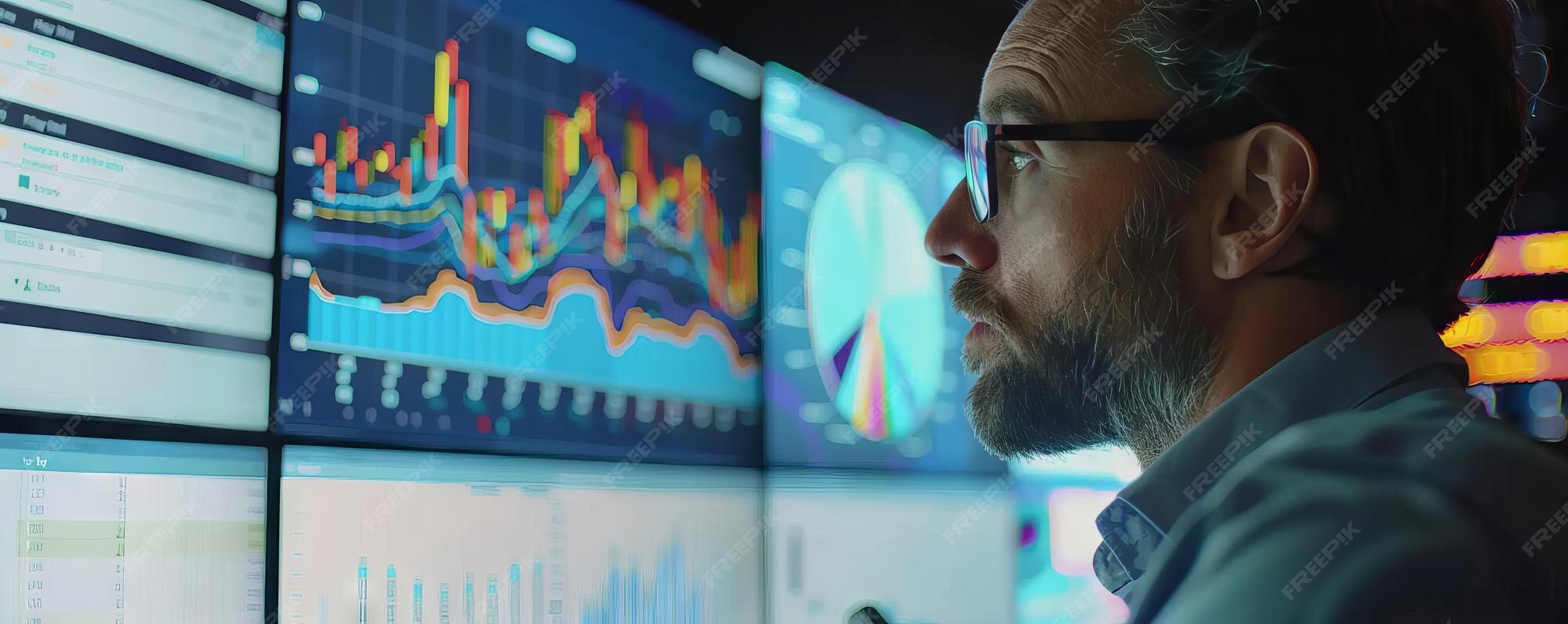 Premium Photo | A data analyst visualizing key metrics on an interactive screen optimizing ...