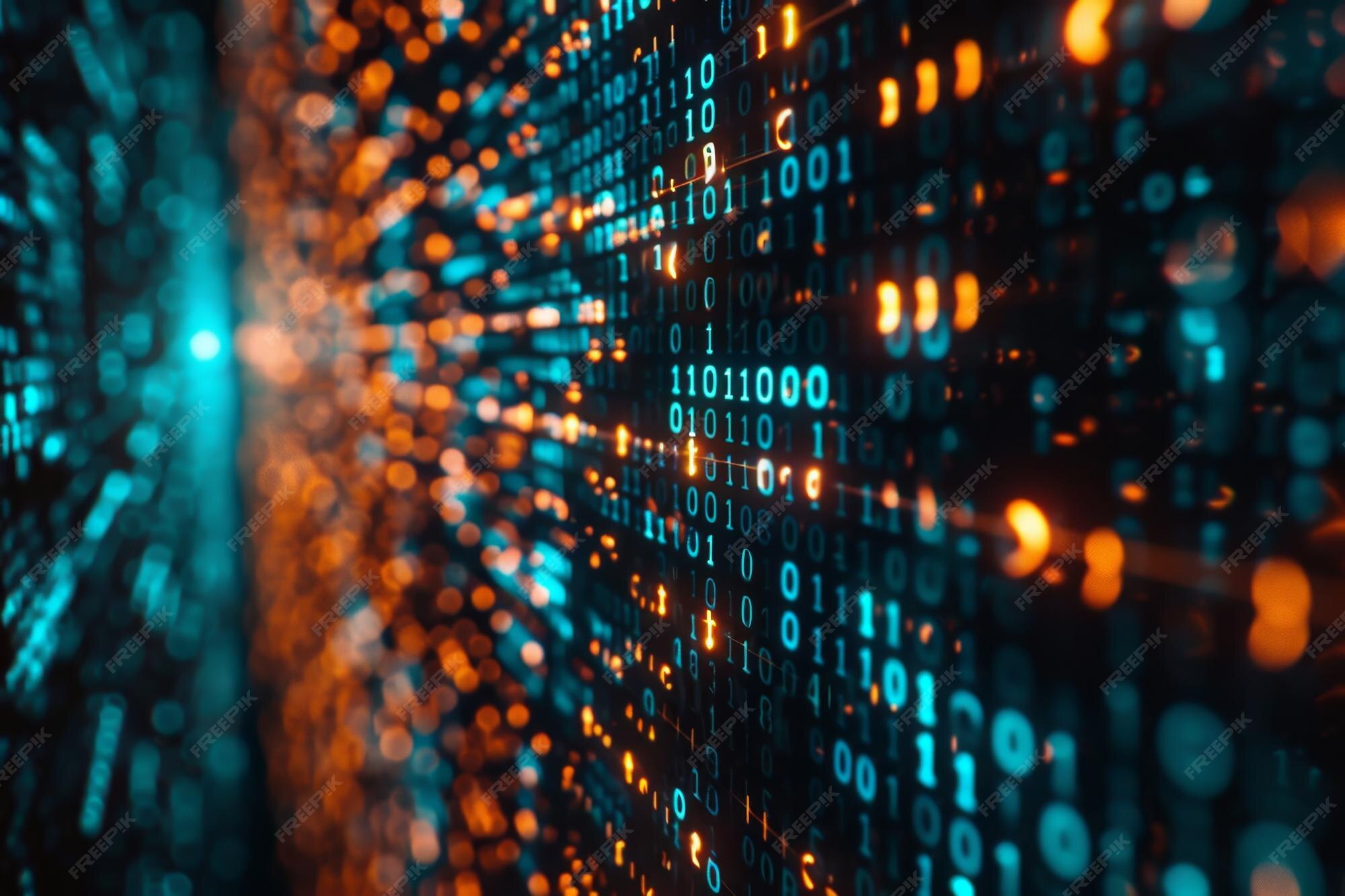 Data code binary background digital binary data on computer screen matrix pattern cyberspace ...