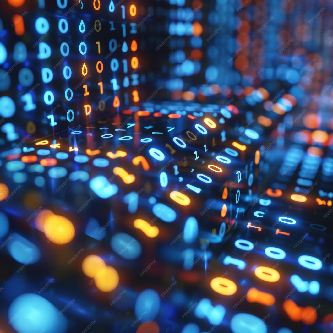 Data code binary background digital binary data on computer screen matrix pattern cyberspace ...