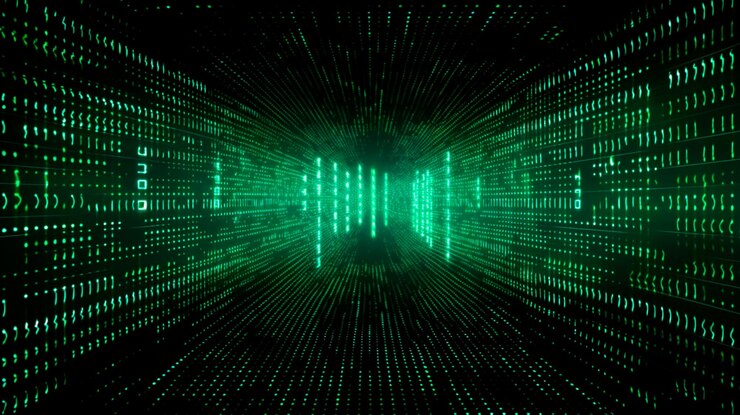 Premium Photo | Data from a digital stream or binary code on a matrix ...