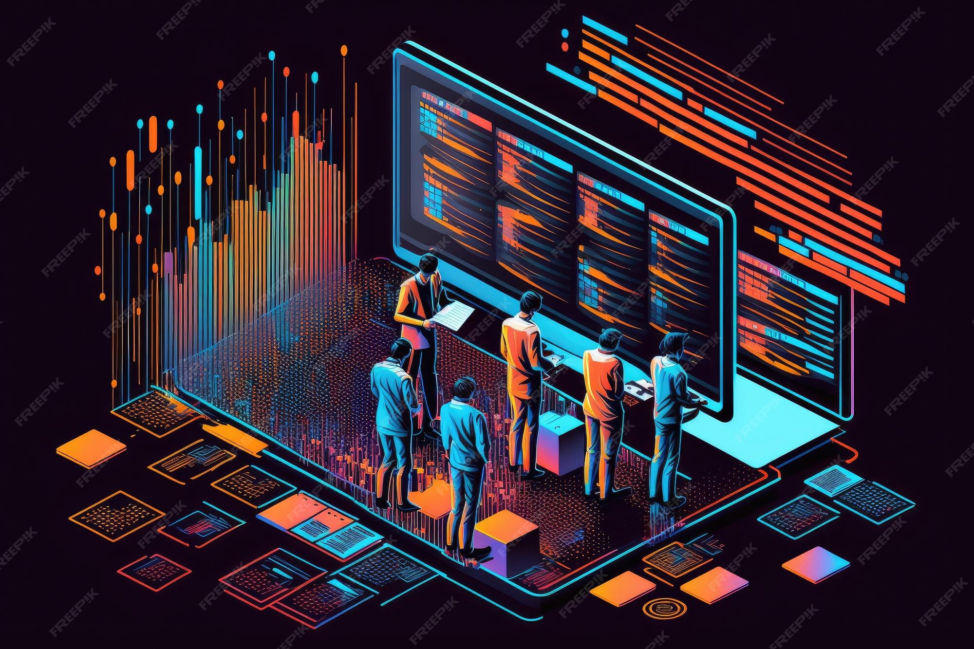 Premium Photo Data Mining Company With Team Of Data Miners Analyzing