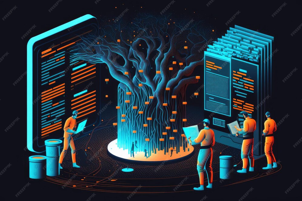 Premium AI Image | Data mining project with team of data miners exploring and extracting ...