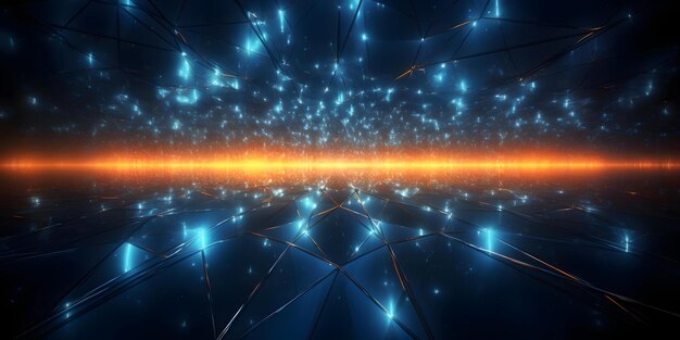 Data Moves Through Network Creating Dynamic Visual Display With Glowing Lines Concept Data