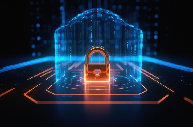 Premium Photo Data Privacy Background With Lock Cyber Security And