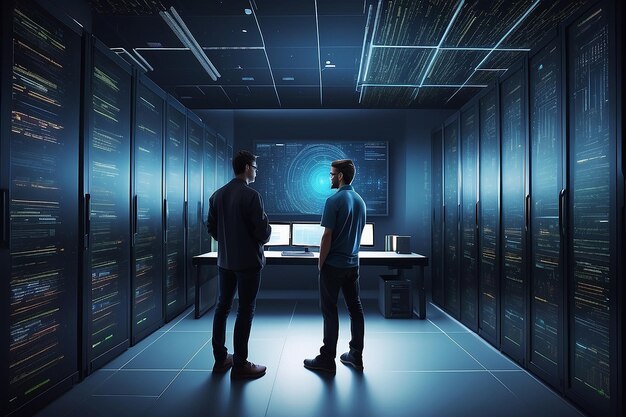 Data Processing Digital Technology Internet Network Concept Computer Programmer Working On Big