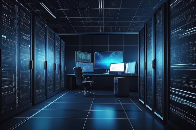 Data Processing Digital Technology Internet Network Concept Computer Programmer Working On Big