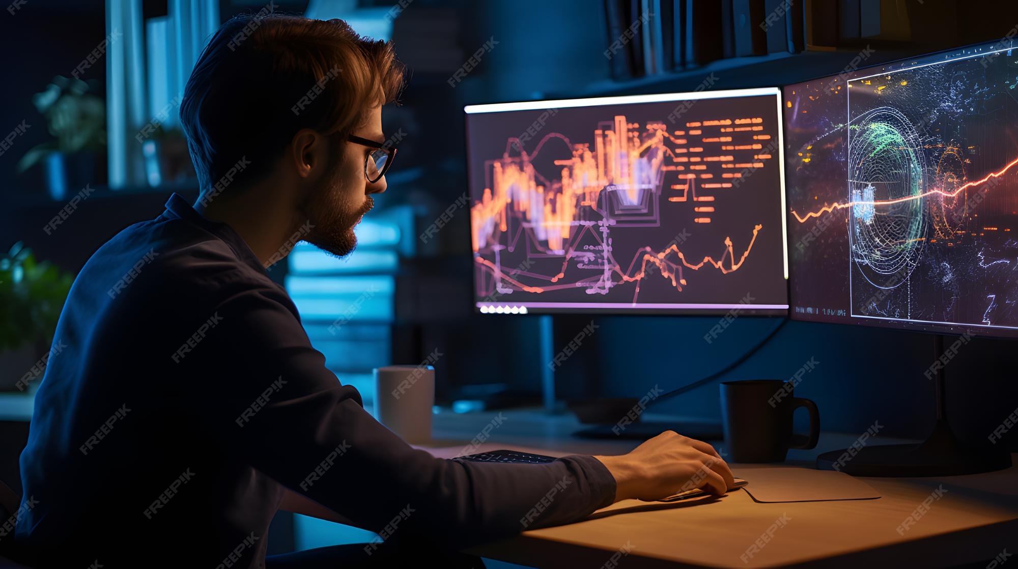 Premium AI Image | A data professional working on a complex algorithm on a computer with ...