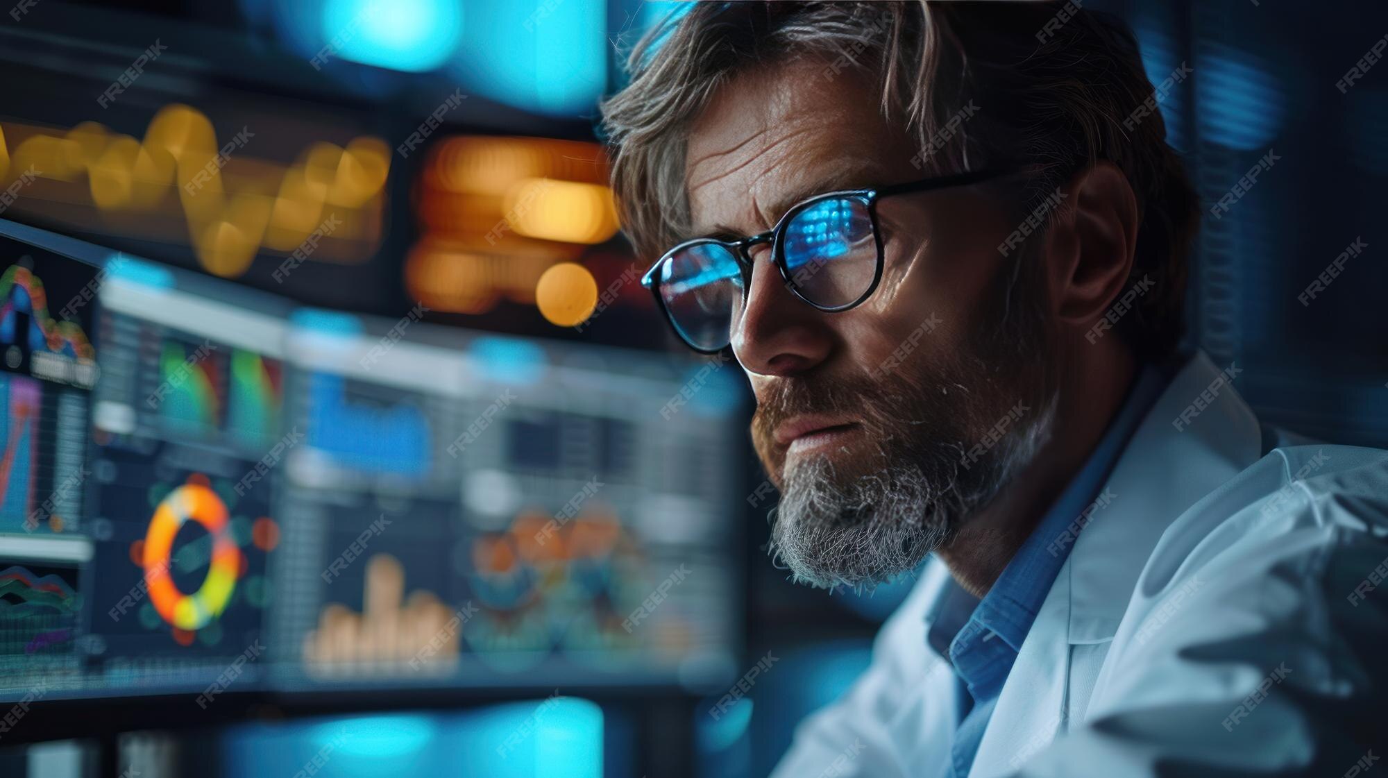 Data science and big data technology Scientist computing analysing and ...