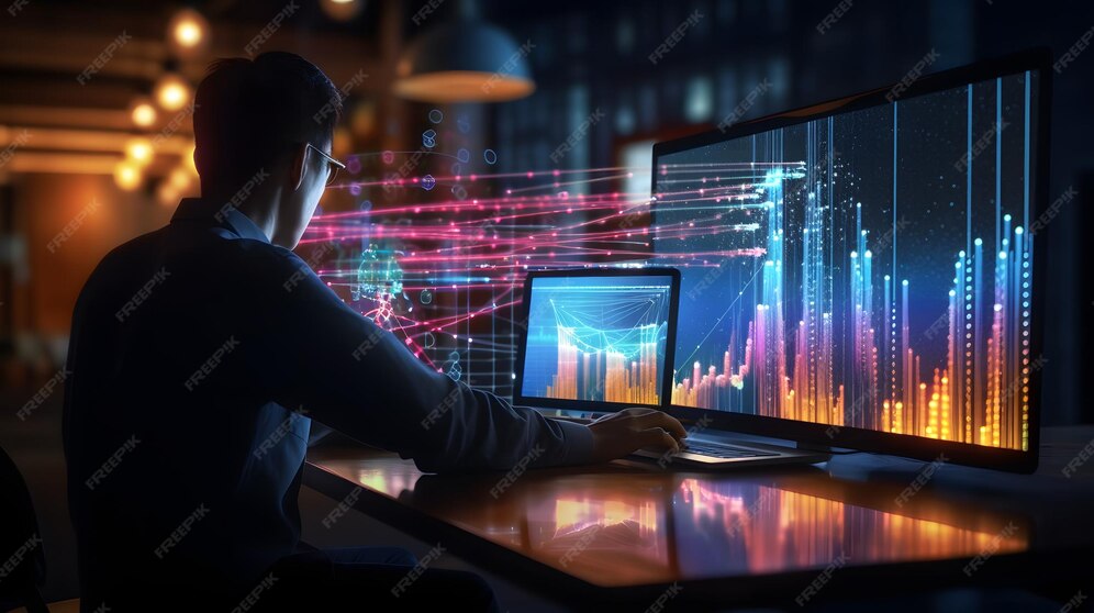 Data science and big data technology Scientist computing analysing and ...