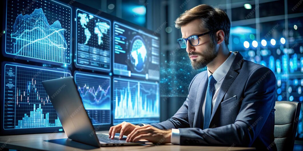 Data science and big data technology scientist computing analysing and ...