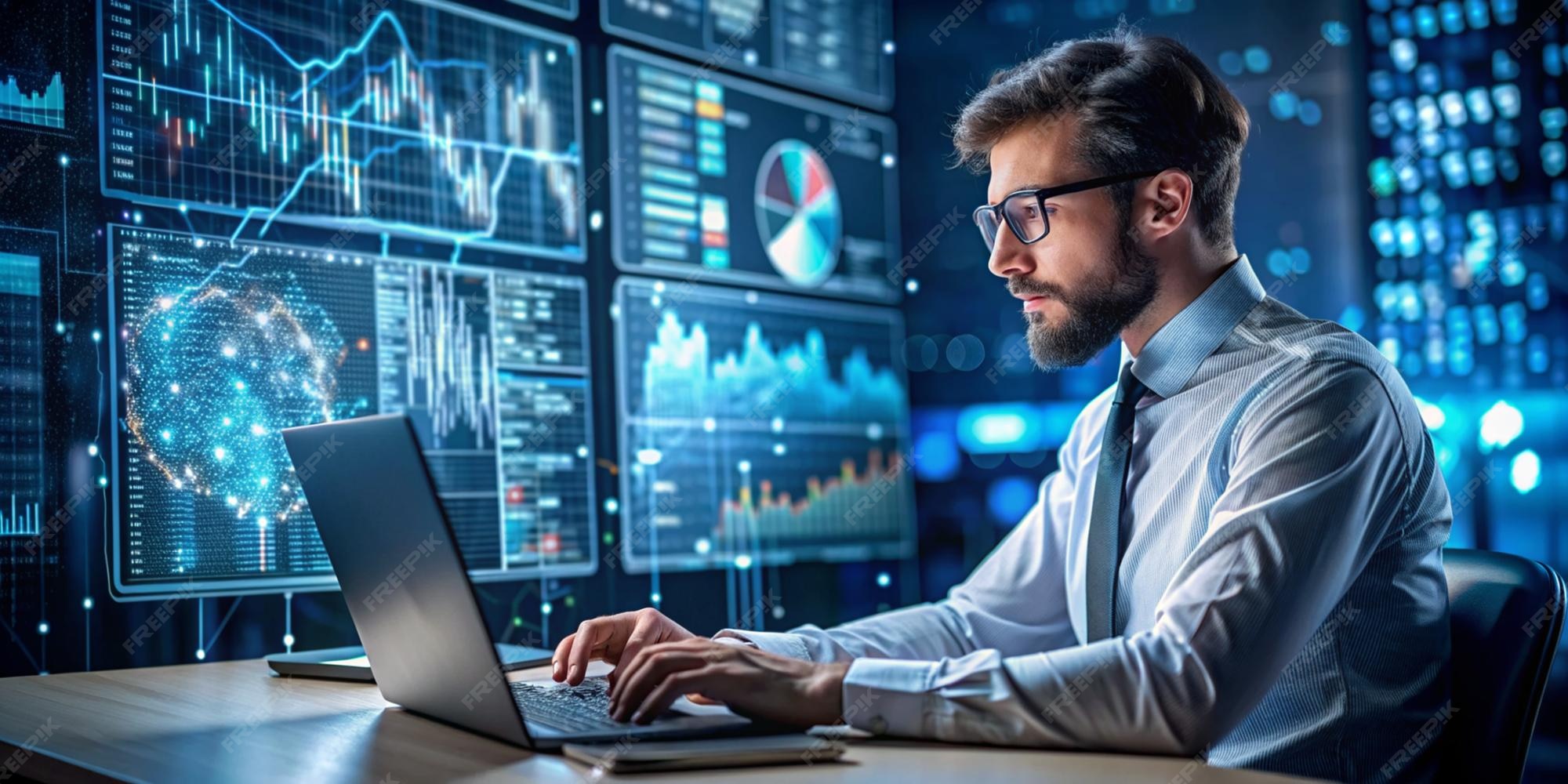 Data science and big data technology scientist computing analysing and ...