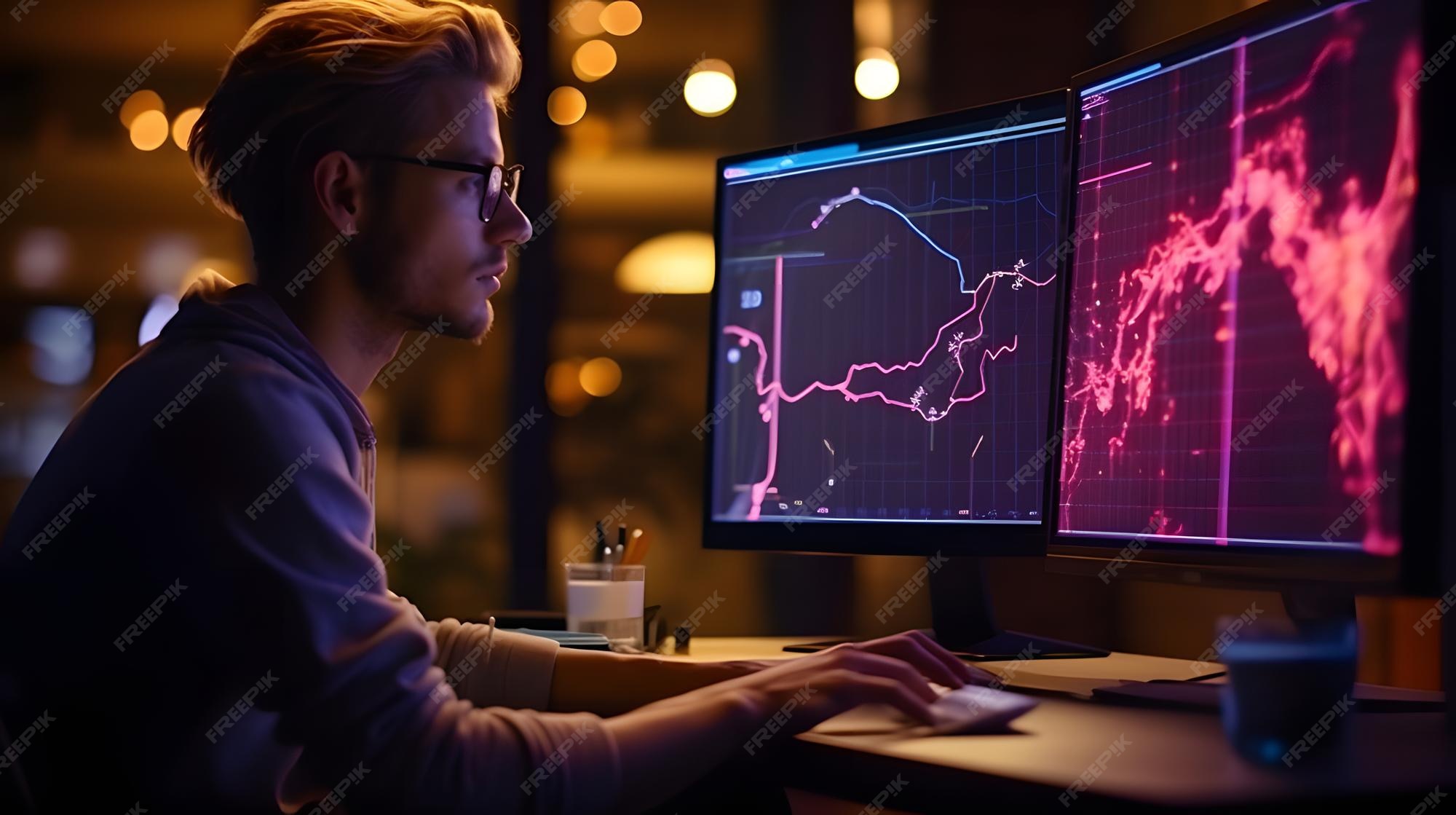 Premium Ai Image A Data Scientist In A Focused Environment Analyzing Datasets On A Computer