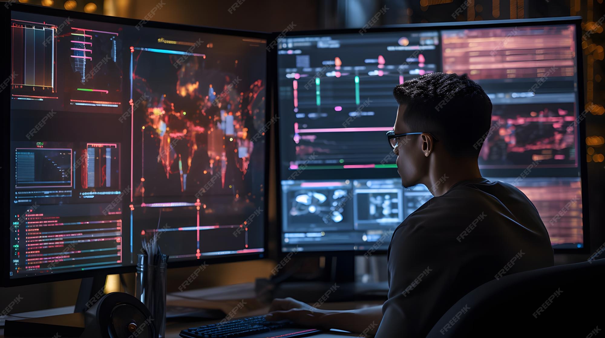 Premium AI Image | A data scientist working on a complex data mining project with multiple ...