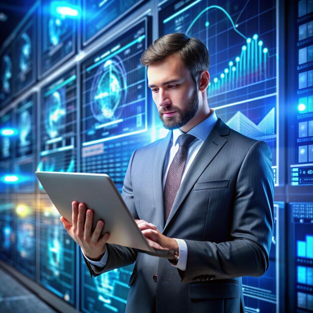 Data Scientists Programmer Using Laptop And Tablet Analyzing And Development At Various