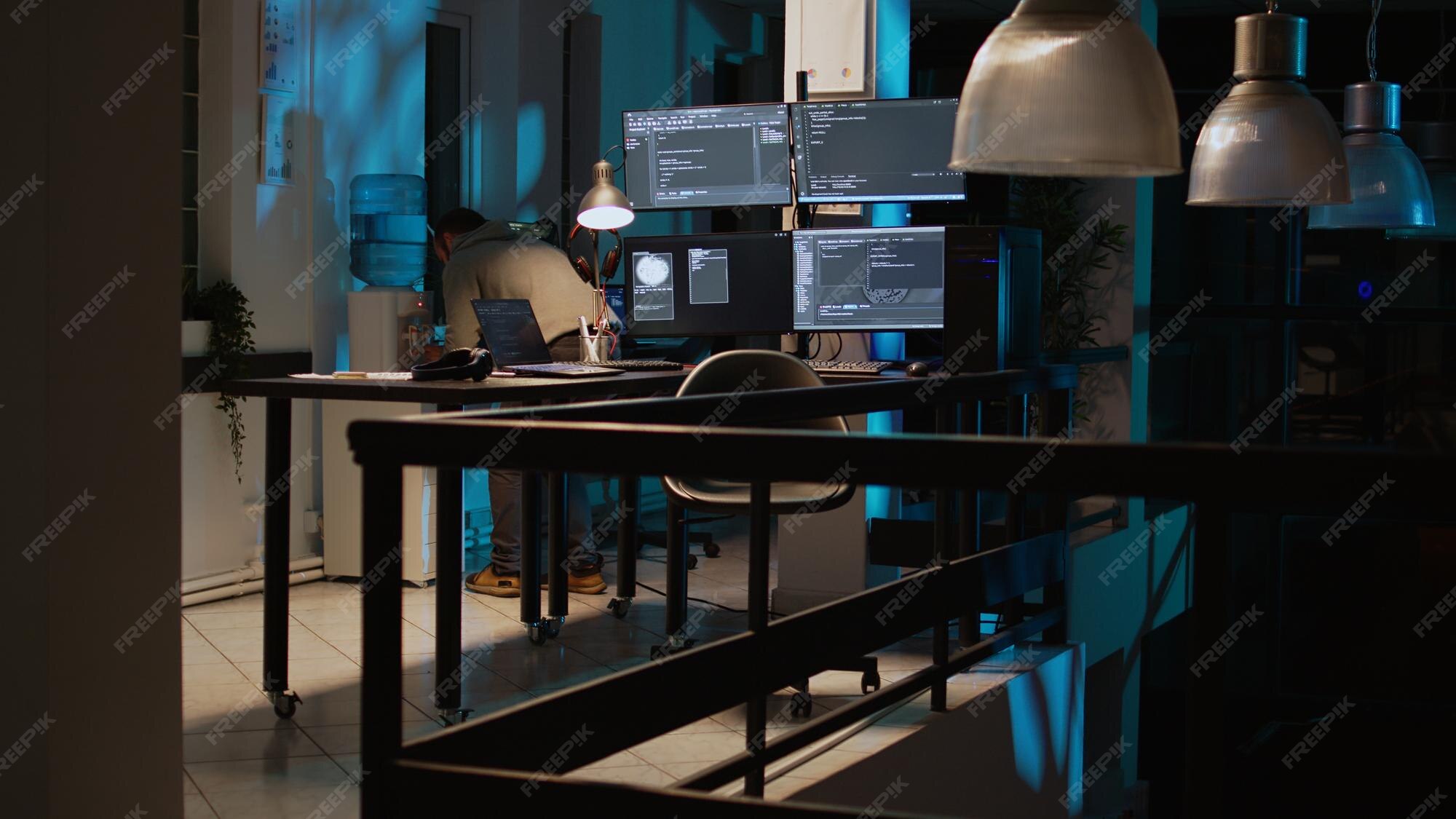 Premium Photo | Database programmer with sore throat coughing and writing code on multiple ...