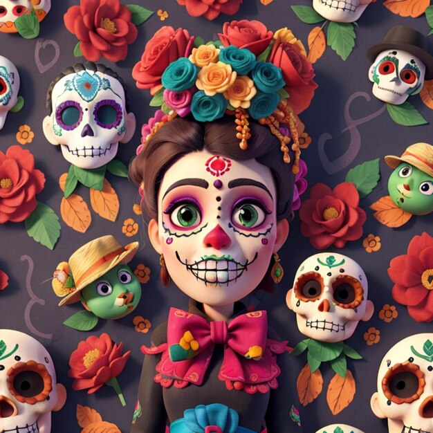 Premium Ai Image Day Of The Dead Pattern And Background Ai Generated