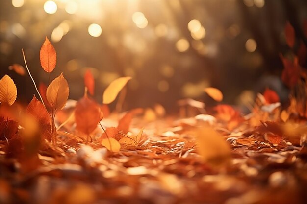 Premium AI Image | Defocused dry autumn leaves in nature Premium AI Image | Defocused dry autumn leaves in nature