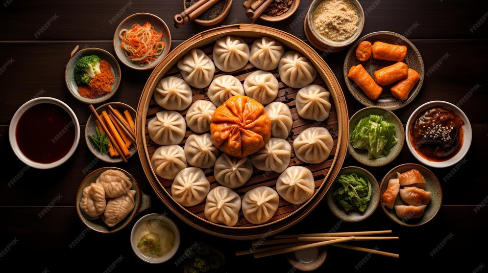 Premium AI Image | Delectable Dim Sum Variety Premium AI Image | Delectable Dim Sum Variety
