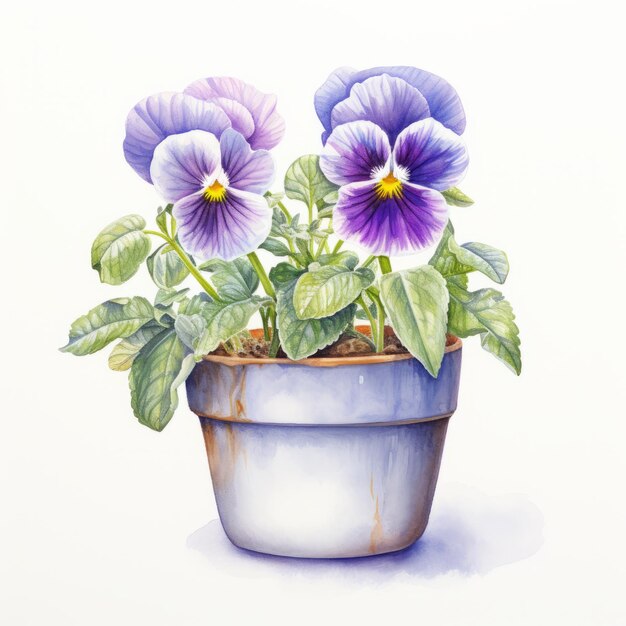 Premium Photo | Delicate Realism Pansies In Pot Watercolor Painting Premium Photo | Delicate Realism Pansies In Pot Watercolor Painting