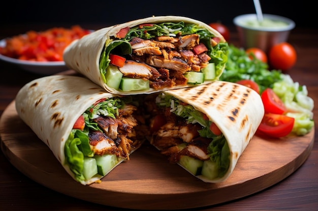 Premium Photo | Delicious Chicken Shawarma Wrap Bursting with Flavor ... Premium Photo | Delicious Chicken Shawarma Wrap Bursting with Flavor ...