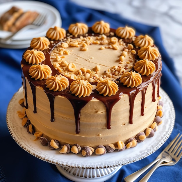 Premium AI Image | Delicious freshly baked peanut butter cake Premium AI Image | Delicious freshly baked peanut butter cake