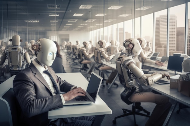 Premium AI Image | a Depiction Of Ai Taking Over Office Job Generative AI Premium AI Image | a Depiction Of Ai Taking Over Office Job Generative AI