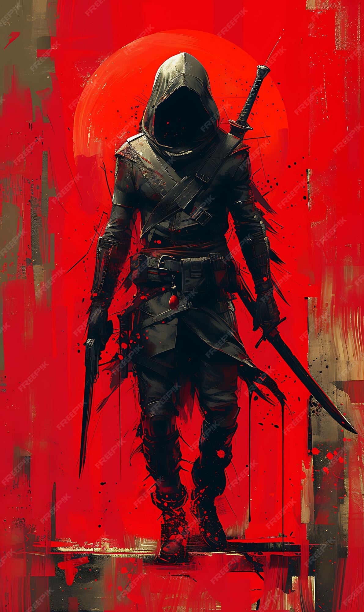 Premium Photo Design Of Assassin Warrior With Concealable Blades With Shadowy Pose B Banner