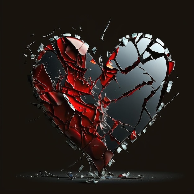 Premium Photo Design Of A Glass Heart Broken Into Pieces Isolated On Black Background