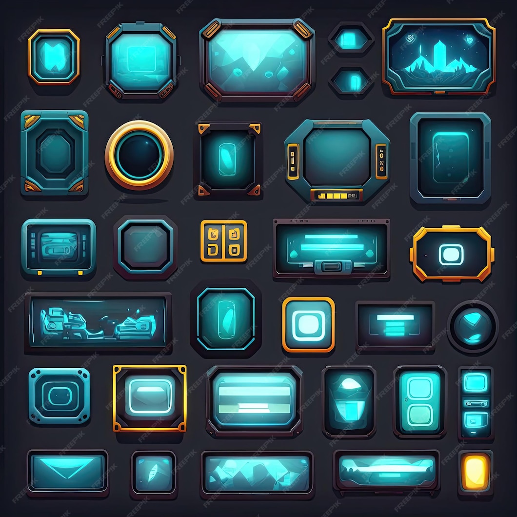 Premium Photo Design Rectangle Frame Game Ai Generated Interface Background Gui Button Element