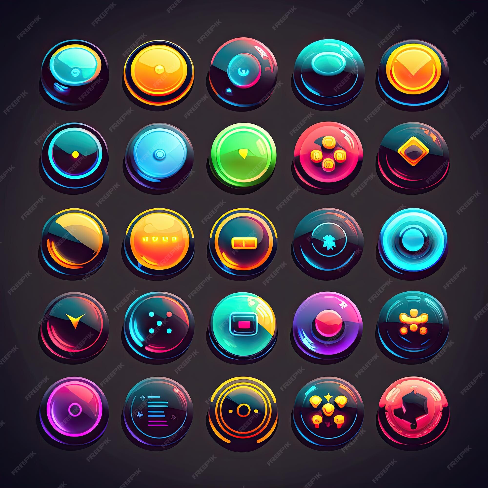 Design round game button ai generated interface web icon user menu app design round game button ...