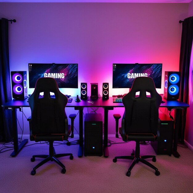 Designing the Perfect Dual Gaming Workspace | Premium AI-generated image Designing the Perfect Dual Gaming Workspace | Premium AI-generated image