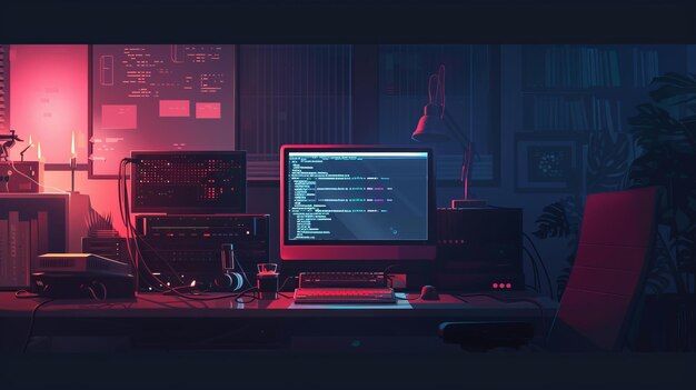 Desktop Computer With Programming Code On The Screen Programming Concept 3d Rendering Premium