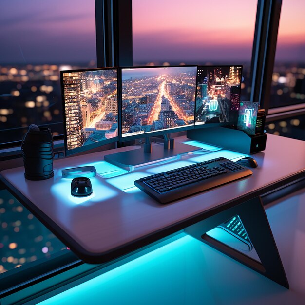 Premium AI Image | Desktop Is Only Display And Keyboard Mouse Premium AI Image | Desktop Is Only Display And Keyboard Mouse