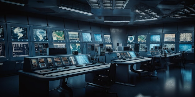 Premium Photo Desktops With Switched On Screens For Data Processing