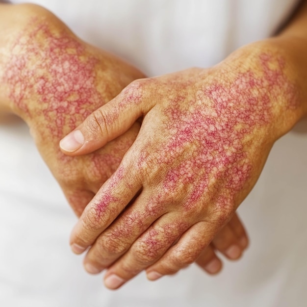 Detail Of Psoriatic Skin Disease Psoriasis Vulgaris With Narrow Focus