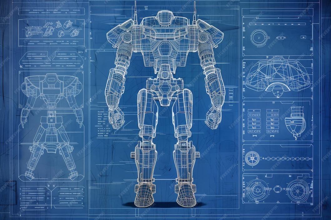 Premium Photo A Detailed Blueprint Diagram Of An Advanced Robotics Prototype Featuring A