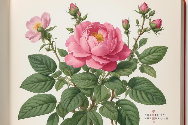 Detailed China Rose Guidebook Botanical Design | Premium AI-generated image Detailed China Rose Guidebook Botanical Design | Premium AI-generated image