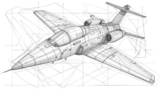 Detailed Technical Drawing of a Jet Plane | Premium AI-generated image Detailed Technical Drawing of a Jet Plane | Premium AI-generated image