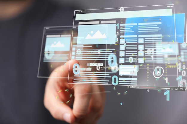 Premium Photo | Develop interface web application in hand Premium Photo | Develop interface web application in hand