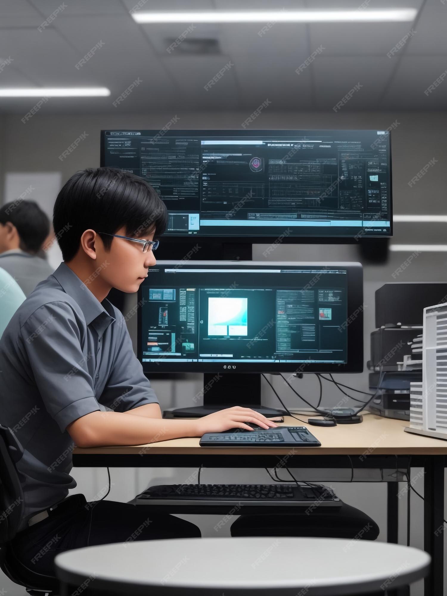 Premium Photo | Developer programmer working on coding program software computer in office ...