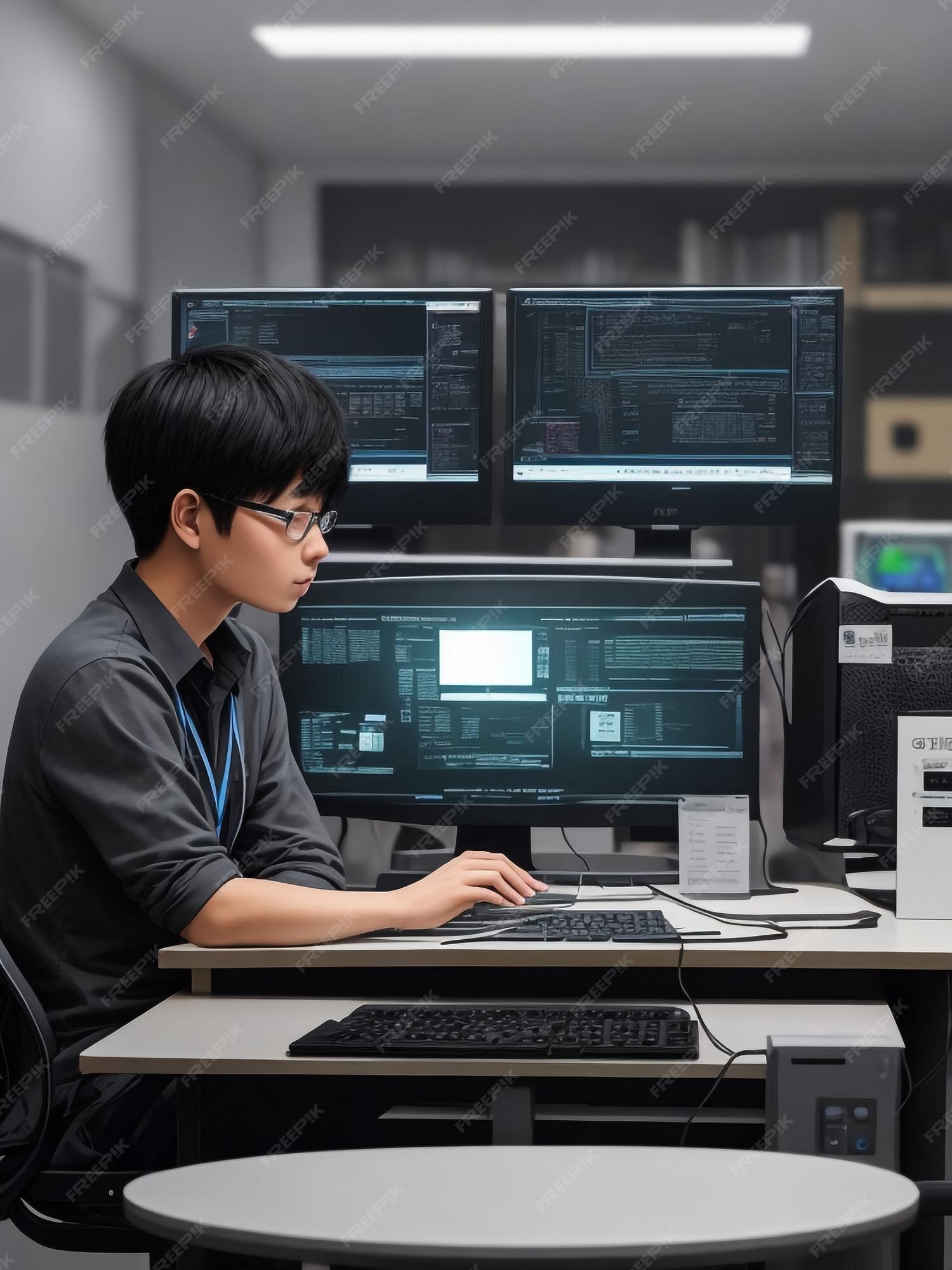 Premium Photo | Developer programmer working on coding program software computer in office ...