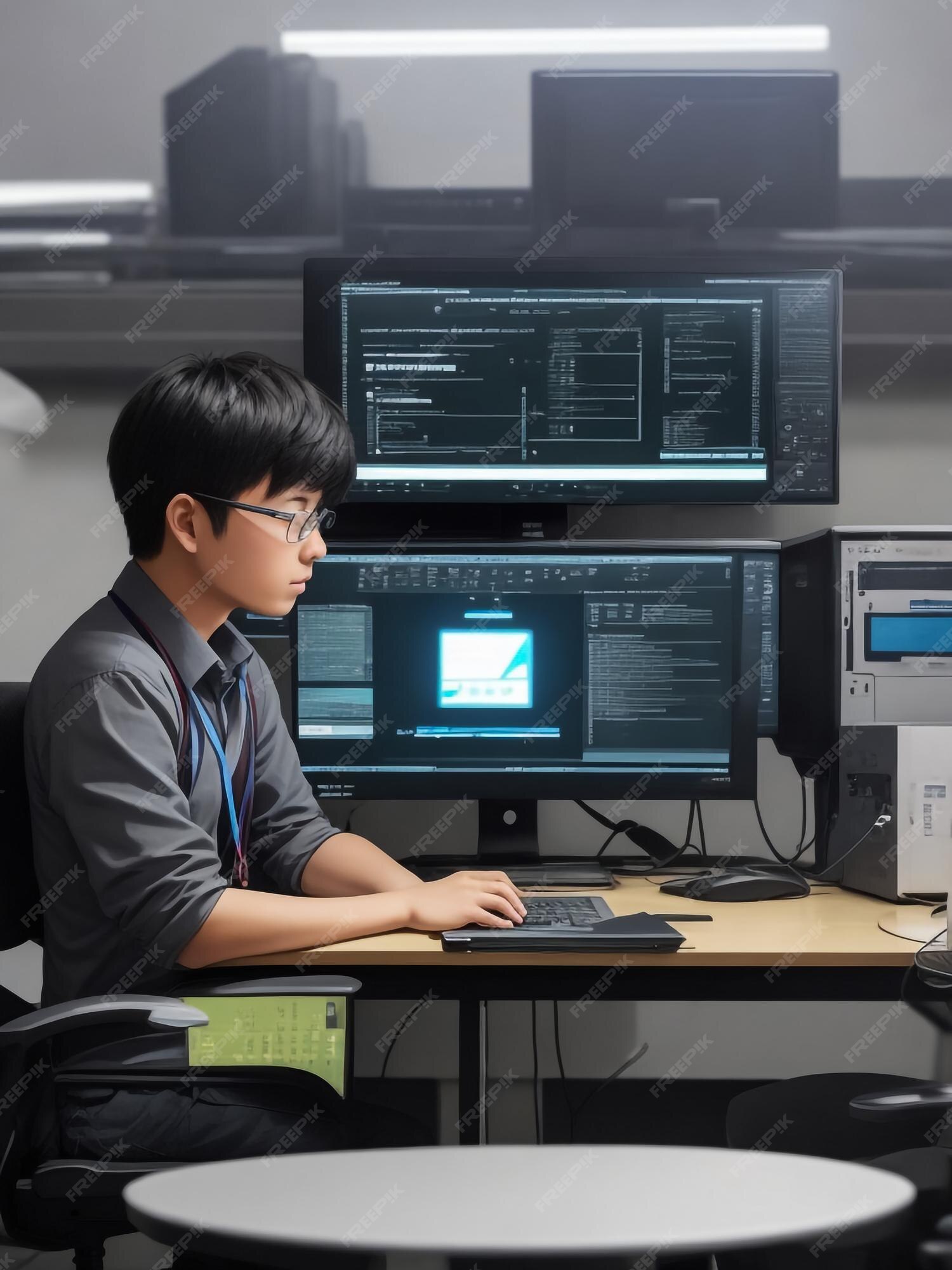 Premium Photo | Developer programmer working on coding program software computer in office ...