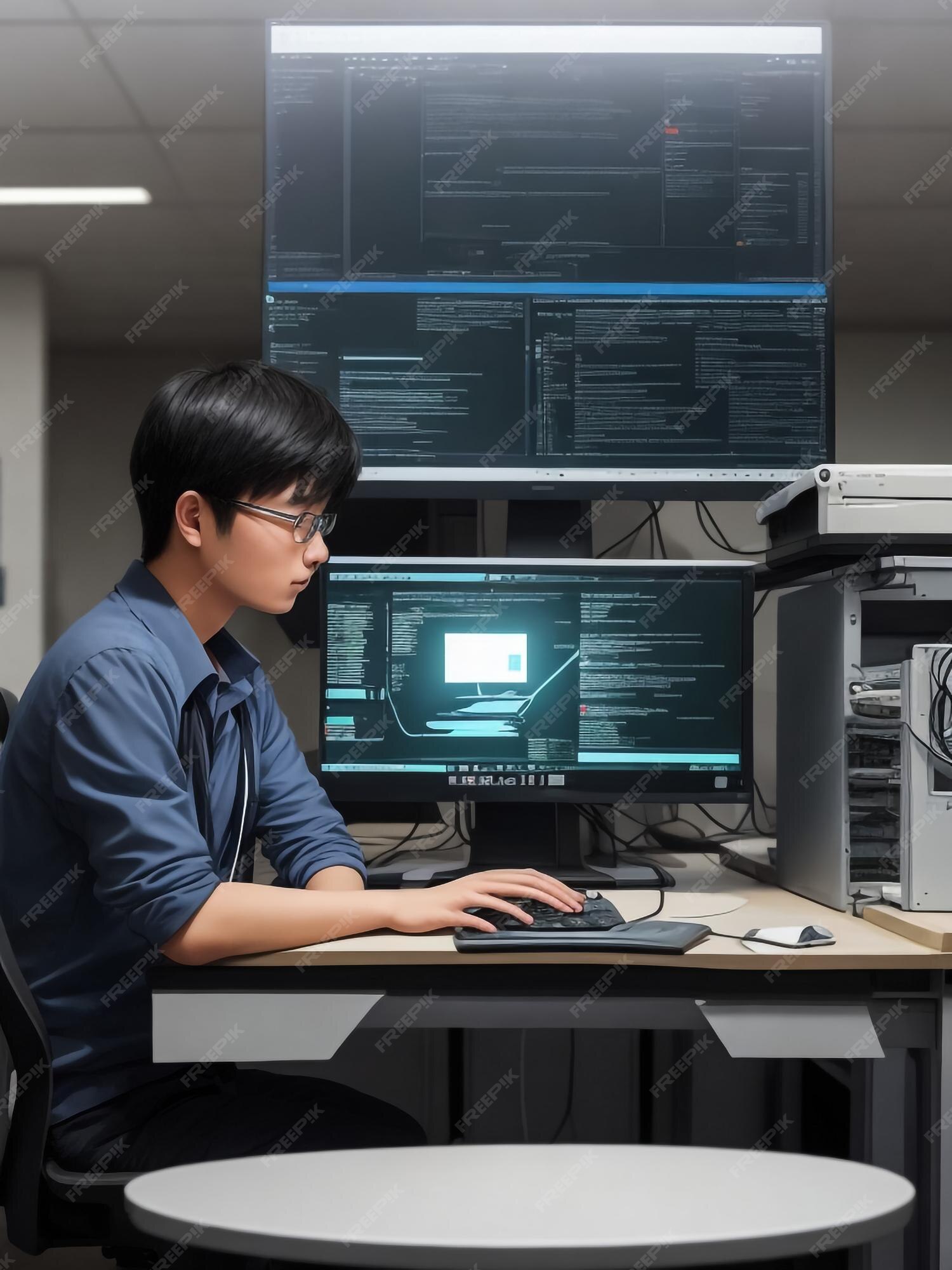 Premium Photo Developer Programmer Working On Coding Program Software Computer In Office 2273