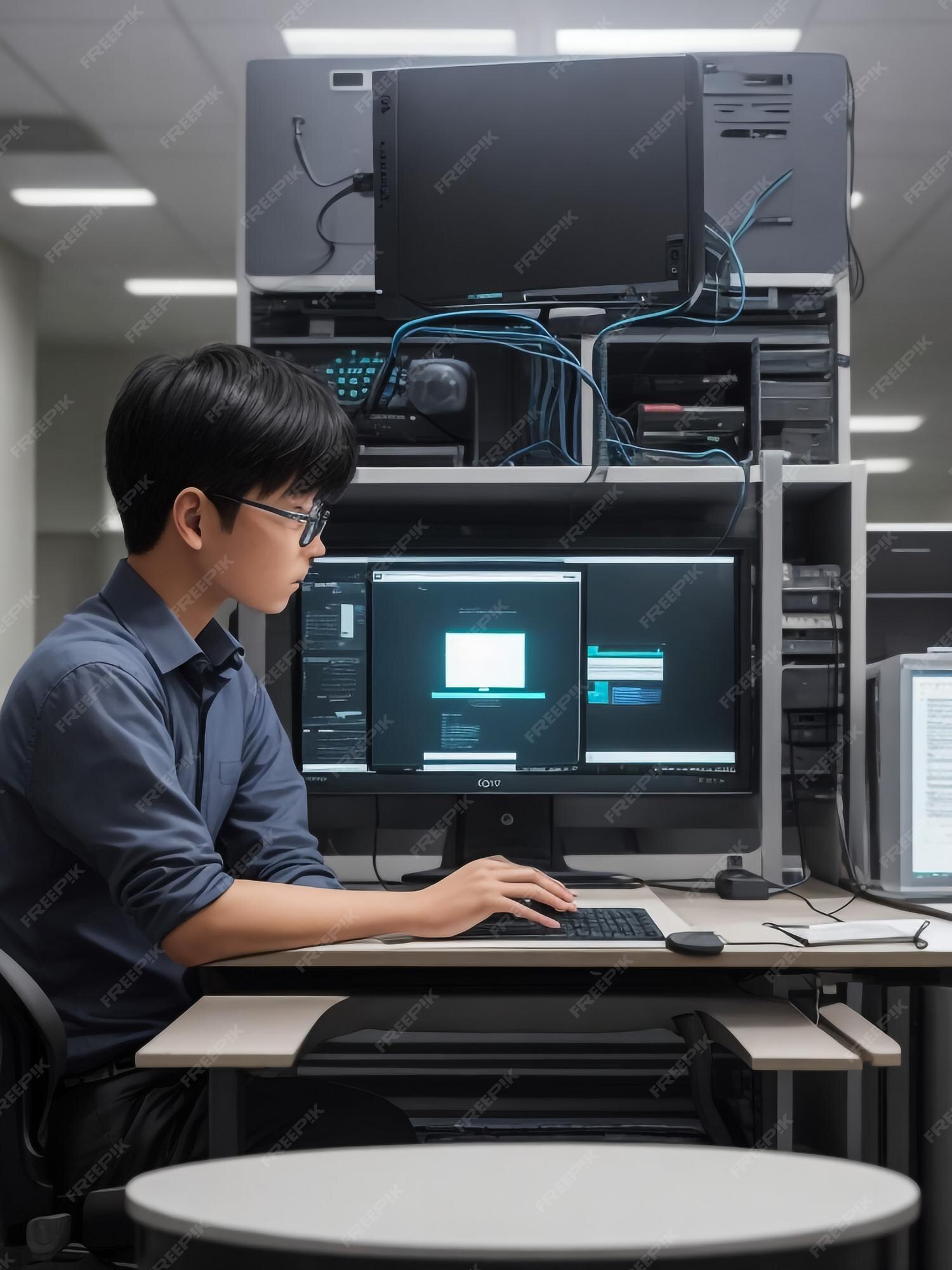 Premium Photo | Developer programmer working on coding program software computer in office ...