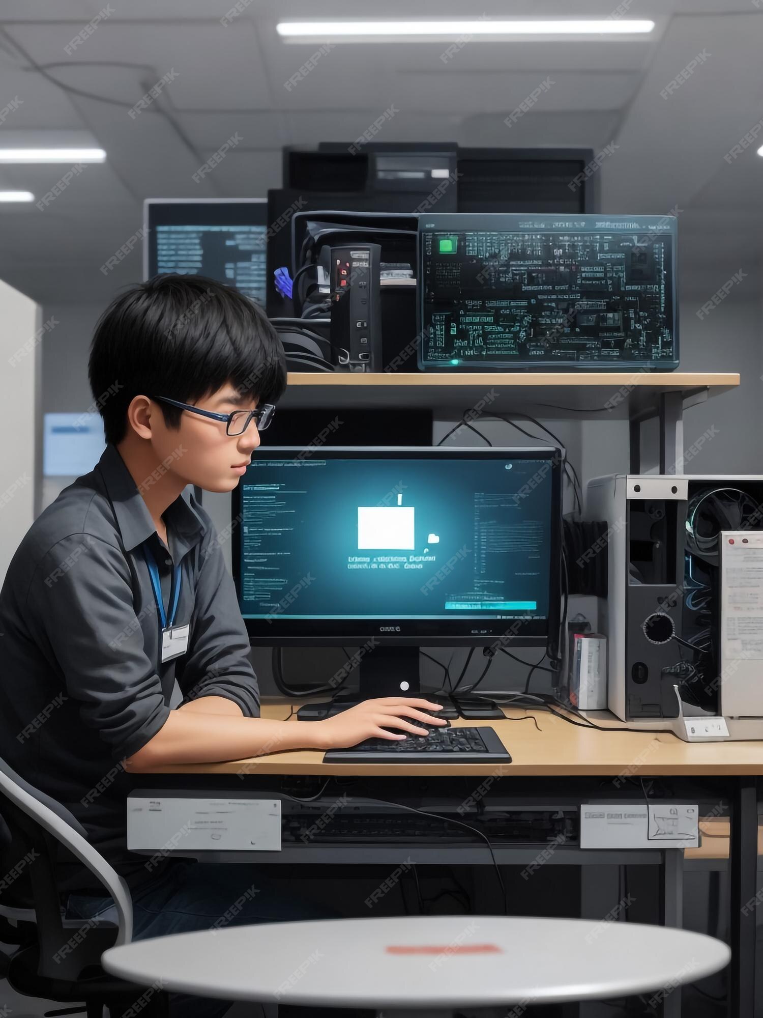 Premium Photo | Developer programmer working on coding program software computer in office ...