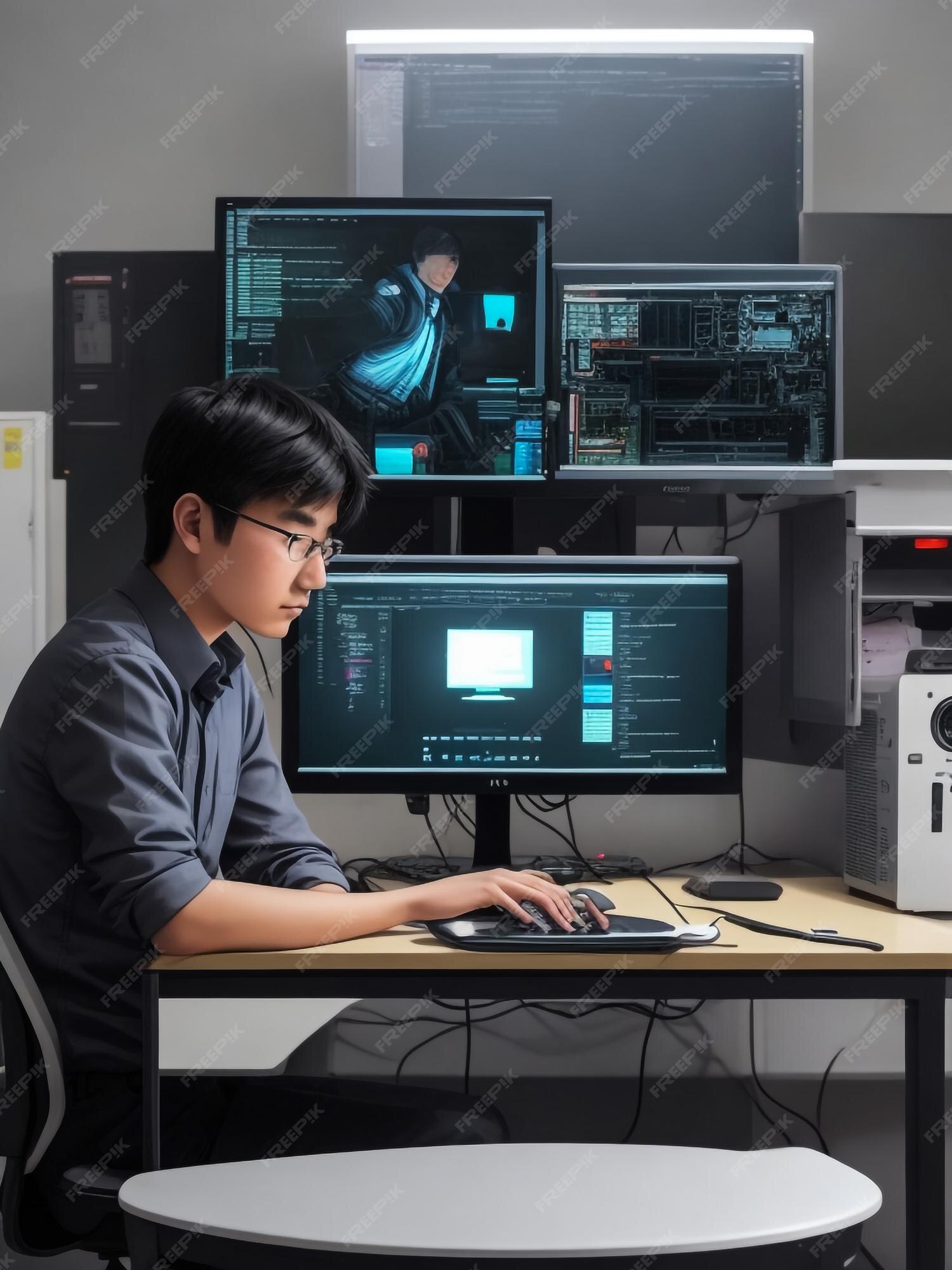 Premium Photo | Developer programmer working on coding program software computer in office ...